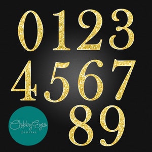 Gold Glitter Digital Alphabet, Numbers and Punctuation Clip Art, Chunky ...
