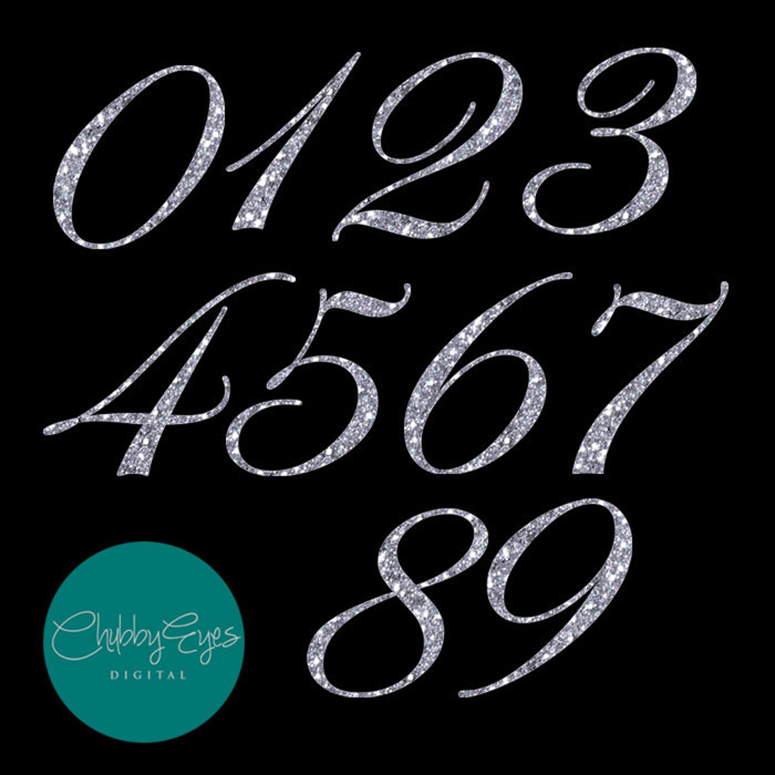 Silver Chunky Glitter Alphabet Clip Art Numbers and - Etsy