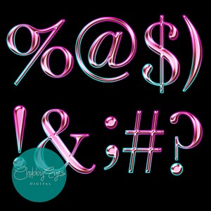 Metallic Pink Digital Alphabet, Numbers and Punctuation Clip Art ...