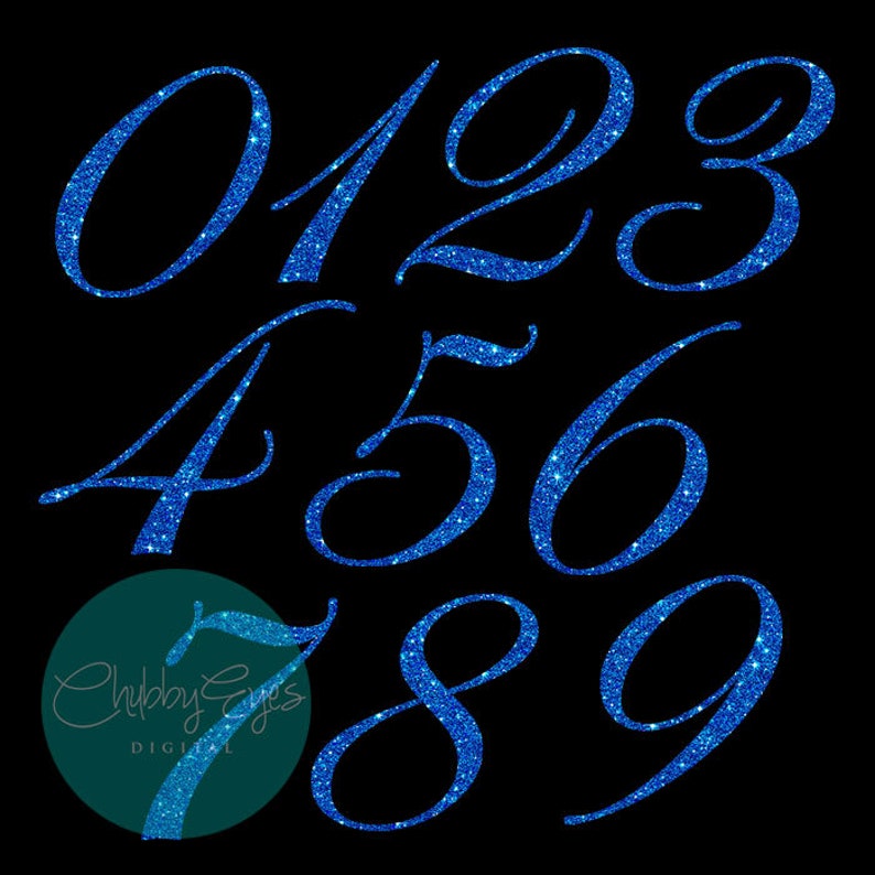 Blue Glitter Alphabet Numbers and Punctuation Clip Art - Etsy