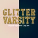 Gold Silver Glitter Varsity Alphabet Clip Art, Sport College Style ...