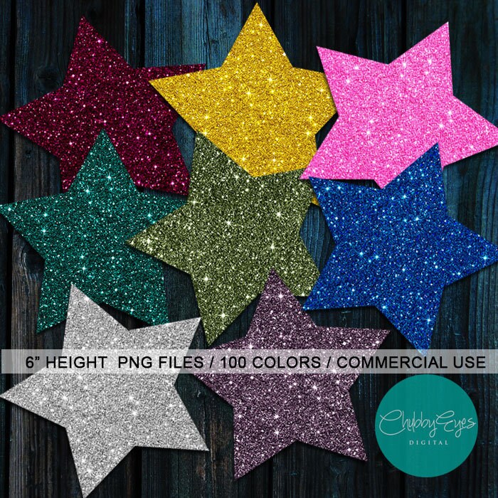 Glitter Stars Clipart 100 Colors Digital Glitter Clip Art - Etsy