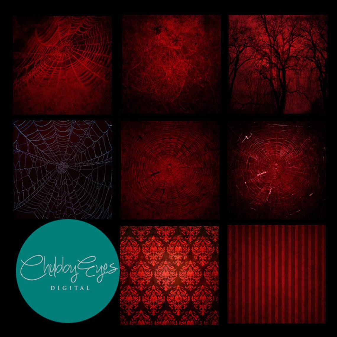 Red Heart Gothic Digital Papers Halloween Scrapbook Papers | Etsy