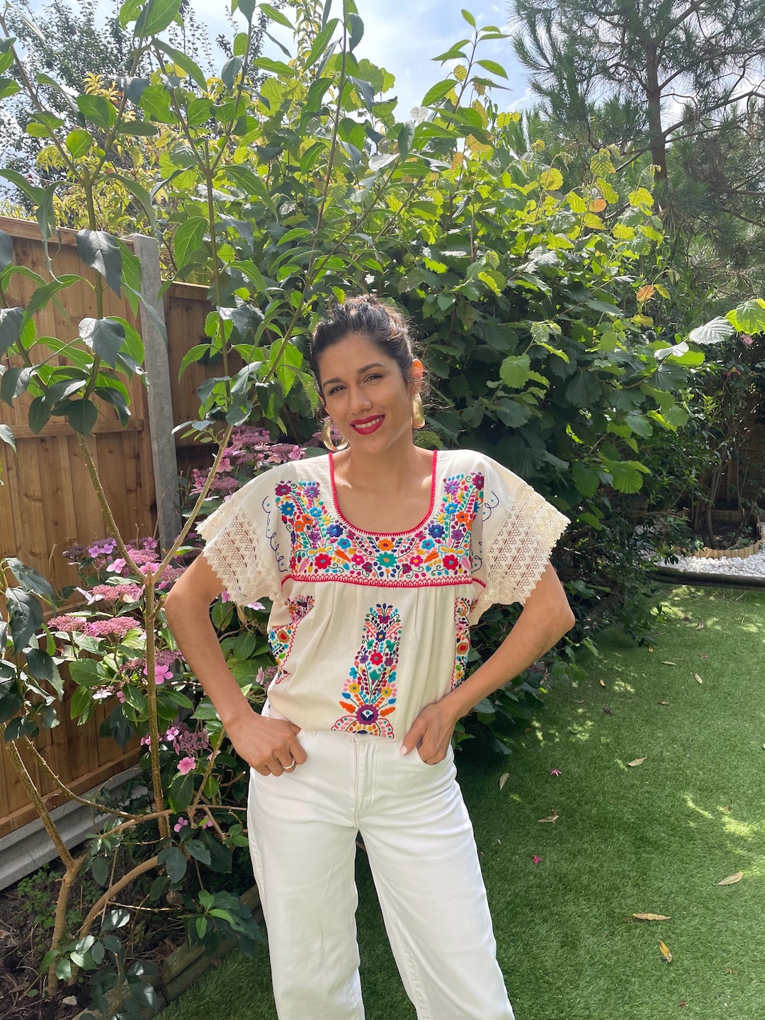 Mexican Embroidered Blouse, Vintage Mexican Top, Hand Embroidered ...