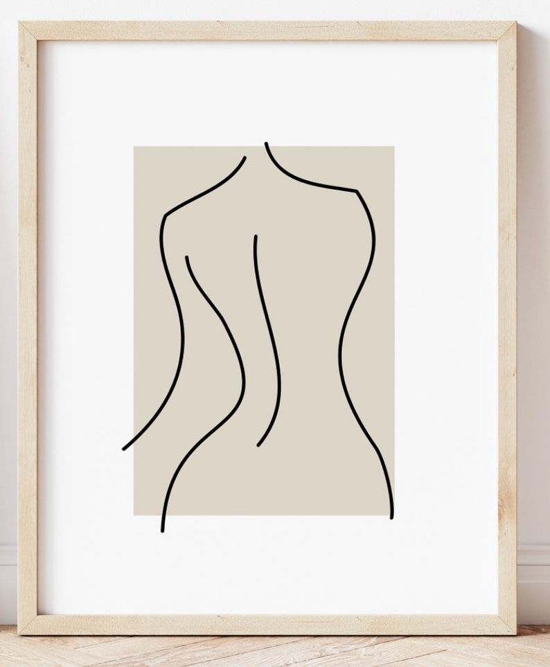 Beige Female Form Line Art Prints: Set of 3 (digital Download) - Etsy