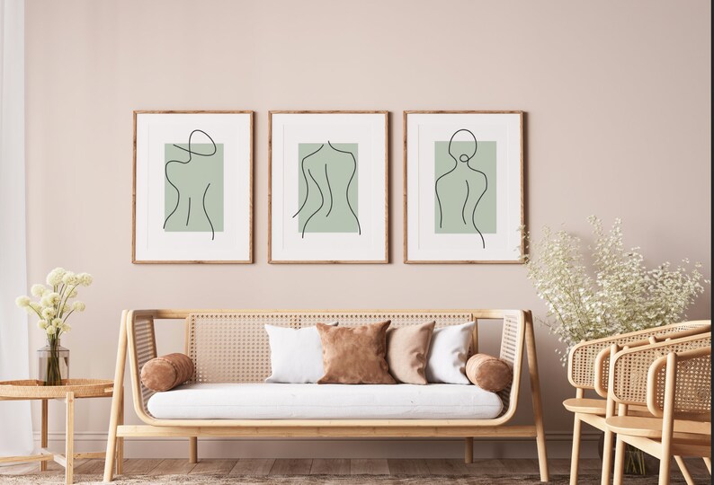 Printable Female Form Wall Art | Line Art | Set of 3 | Digital Download ...