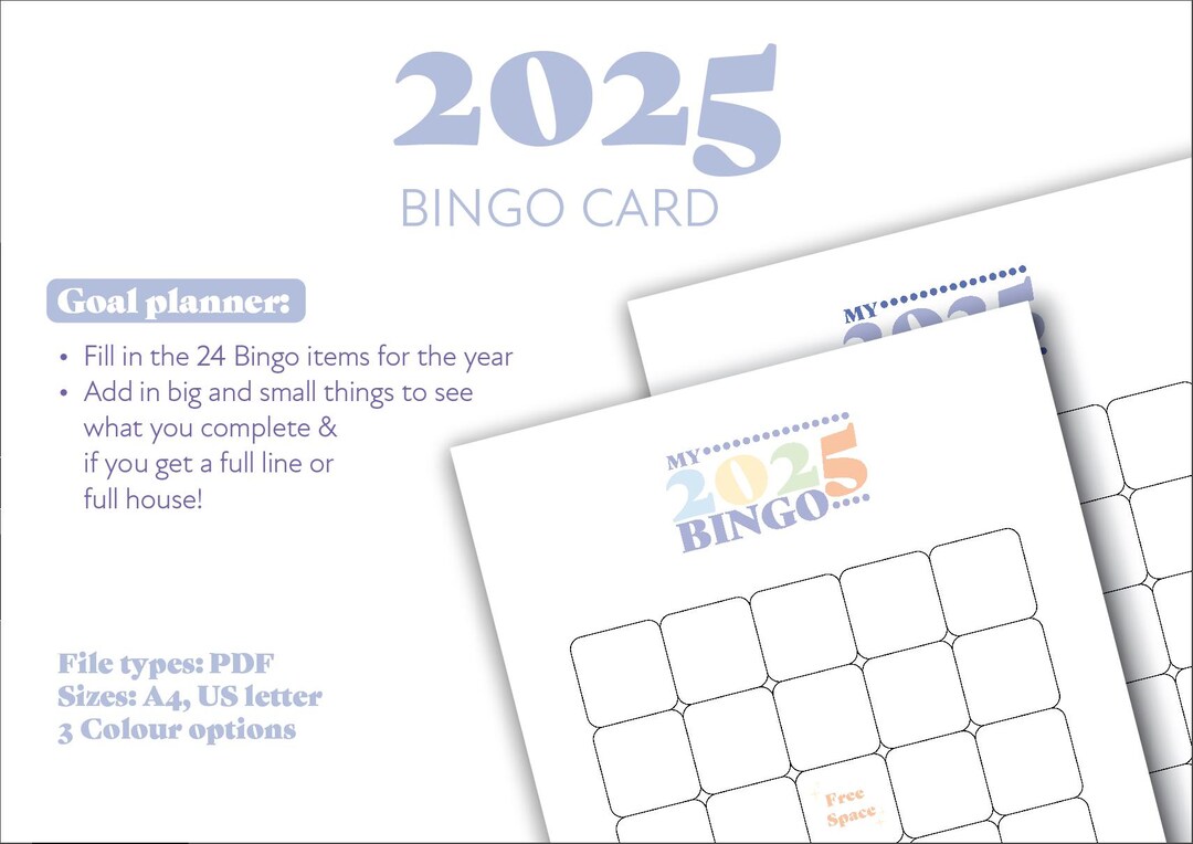 2025 Bingo Card Template | Year Planner - Etsy UK