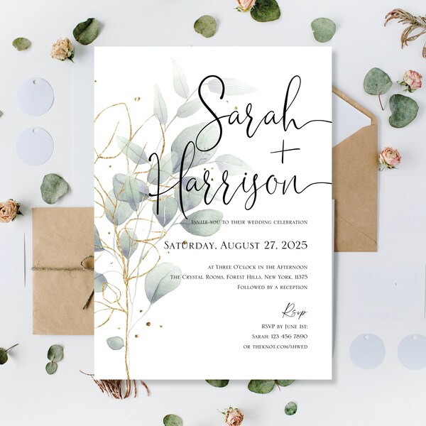Sage Wedding Invitation - Etsy UK