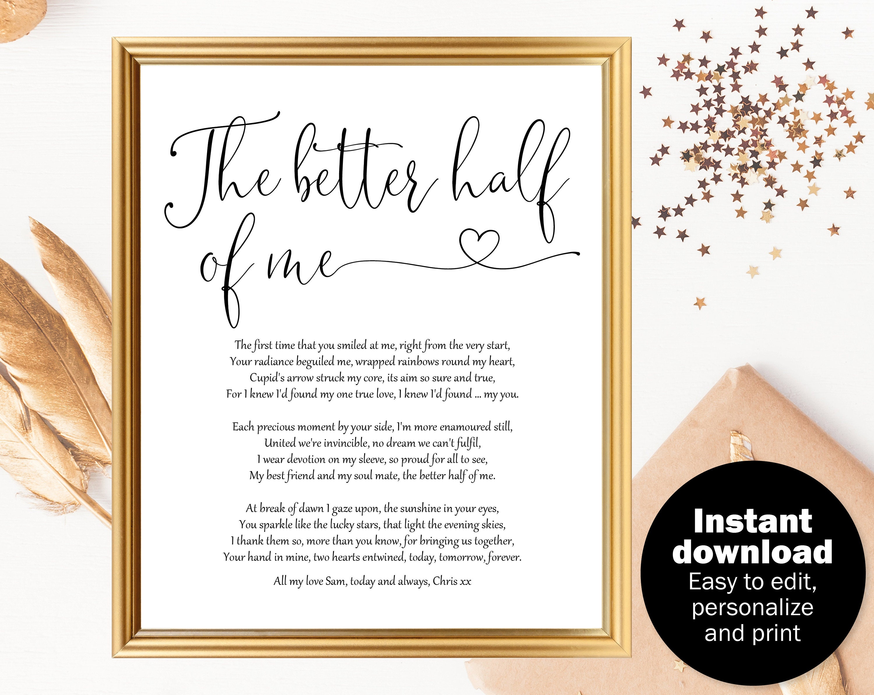 Gift for Him, Gift for Her, Wedding Gift Poem Anniversary, Love Poem ...