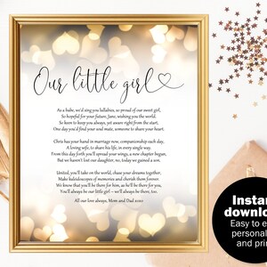 Parents Poem Gift to Bride Daughter, Poem From Parents to Daughter ...