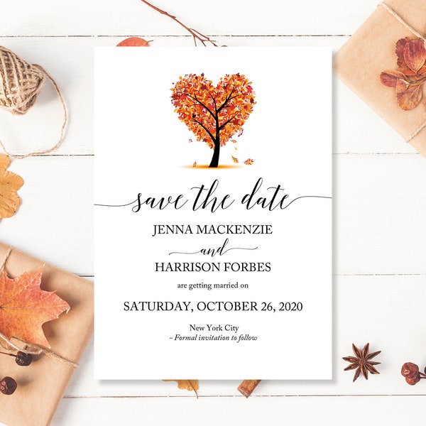 Fall Save the Dates Template - Etsy