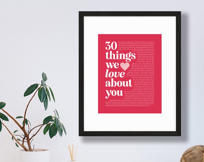 ANY Age 30 Things We Love About You Birthday Reasons We Love You 30th ...