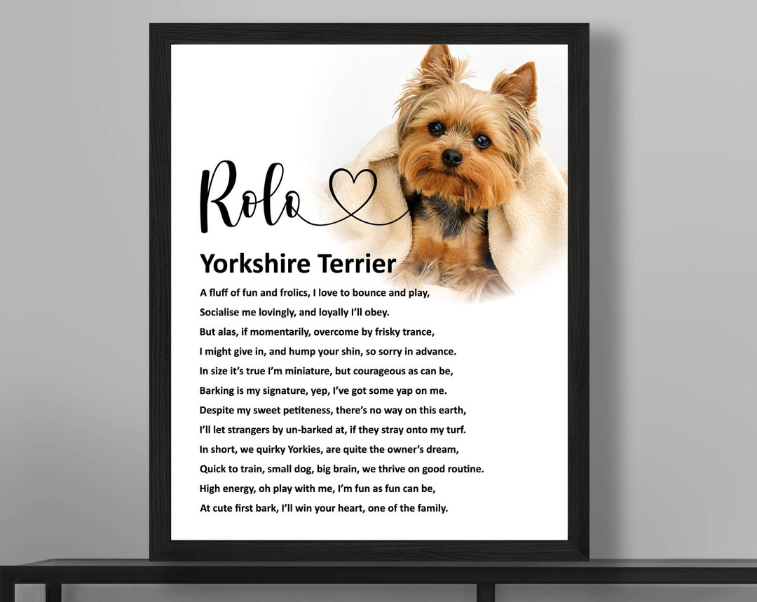 Cute Yorkshire Terrier Owner Poem Print Keepsake, Unique Yorkie Terrier ...