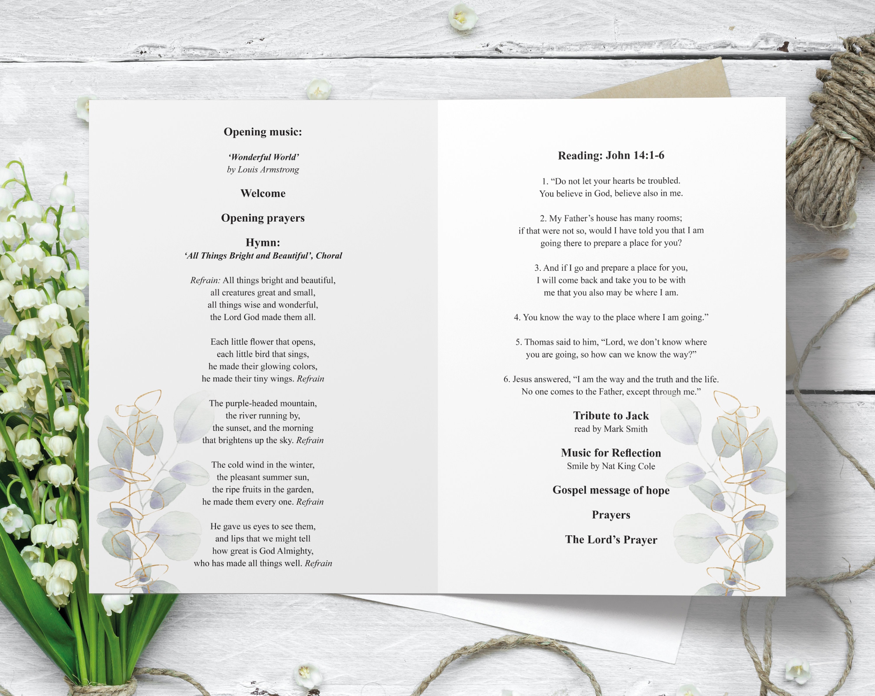 PRINTED Funeral Program Funeral Order of Service Program - Etsy
