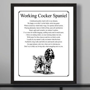 Working Cocker Spaniel Dog Owner Christmas Gift Poem Dog Lover - Etsy