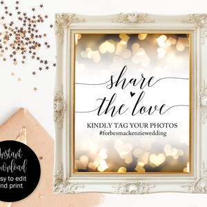 Gold Share the Love Sign, Share the Love Wedding Sign, Instagram ...