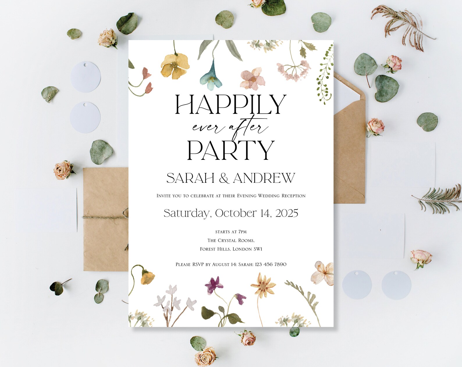 Printed Evening Wedding Reception Night Time Party Invitations Invites ...