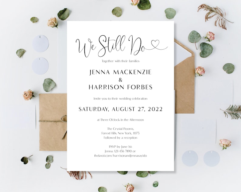 Printed Minimalist Wedding Invites Elegant Wedding Invite | Etsy