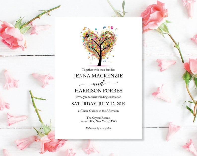 Printed Wedding Invitation Summer Love Tree Wedding Invite | Etsy