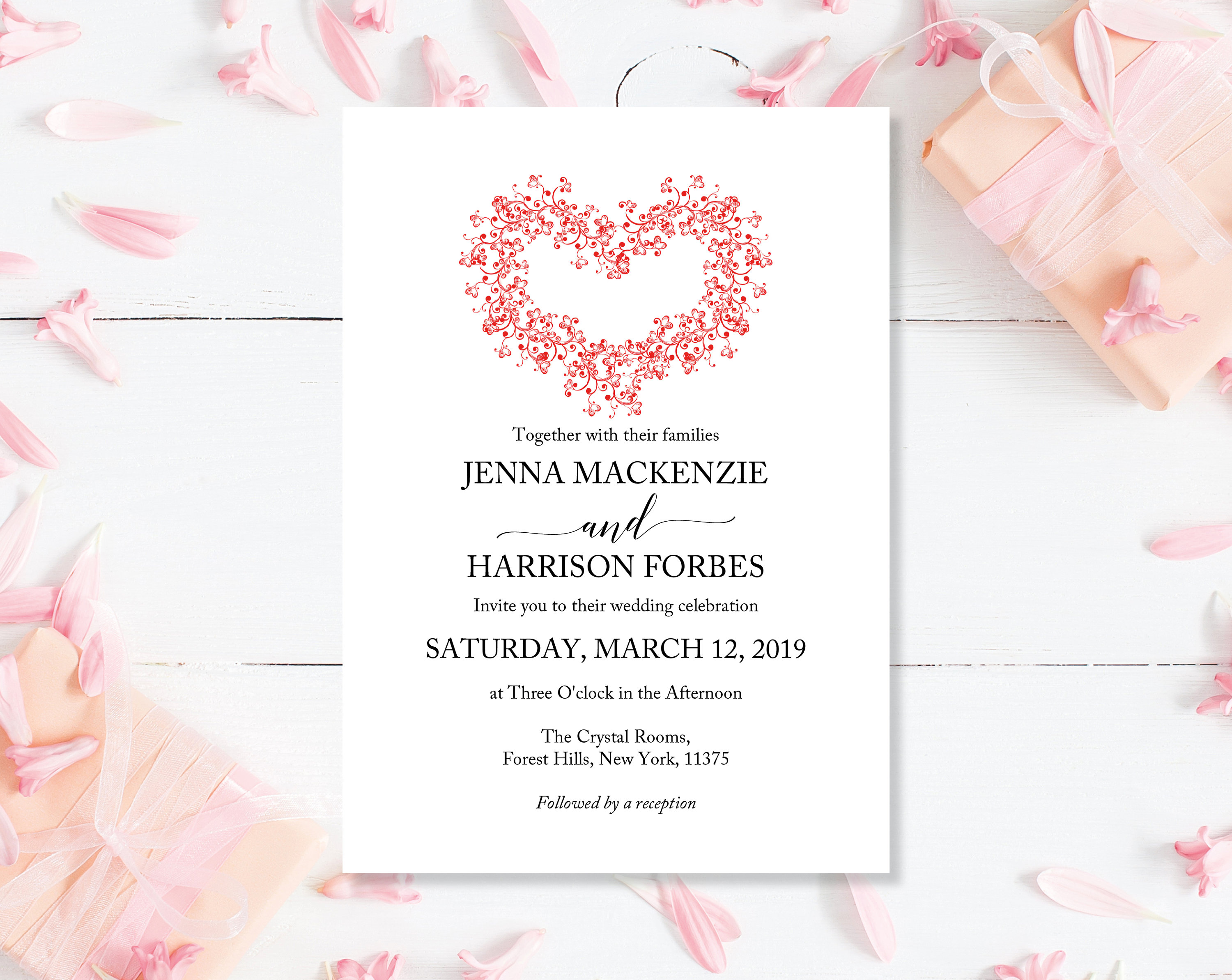 Printed Wedding Invitation, Wedding Invite, Wedding Invites, Invites ...