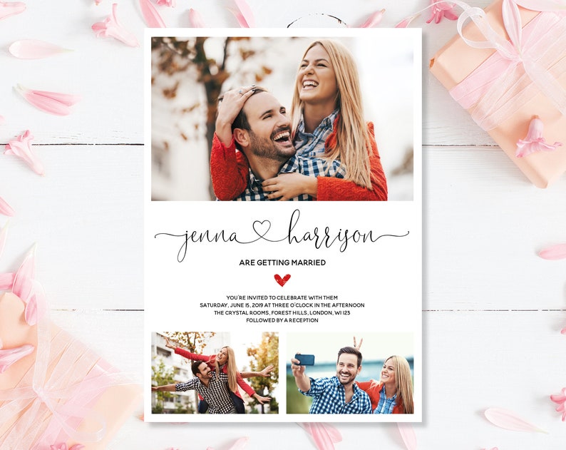 Printed Wedding Invitation Wedding Photo Invite Reception - Etsy