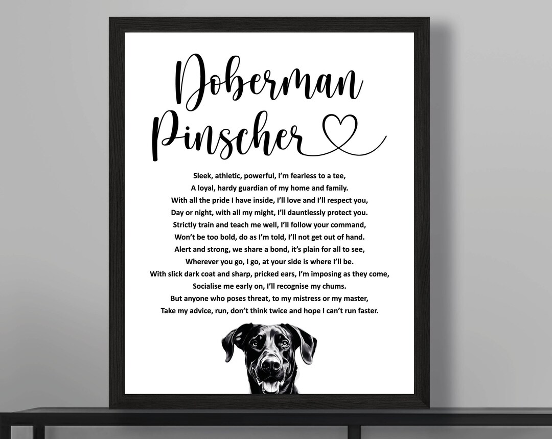 Doberman Pinscher Dog Poem Art Print Funny Cute Doberman Pinscher Gift ...
