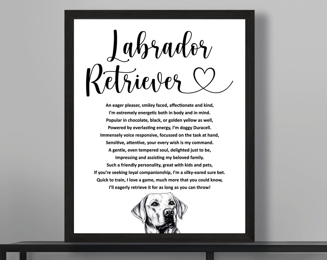 Labrador Retriever Gift Poem, Funny Poem Gift From Dog, Labrador Dog ...