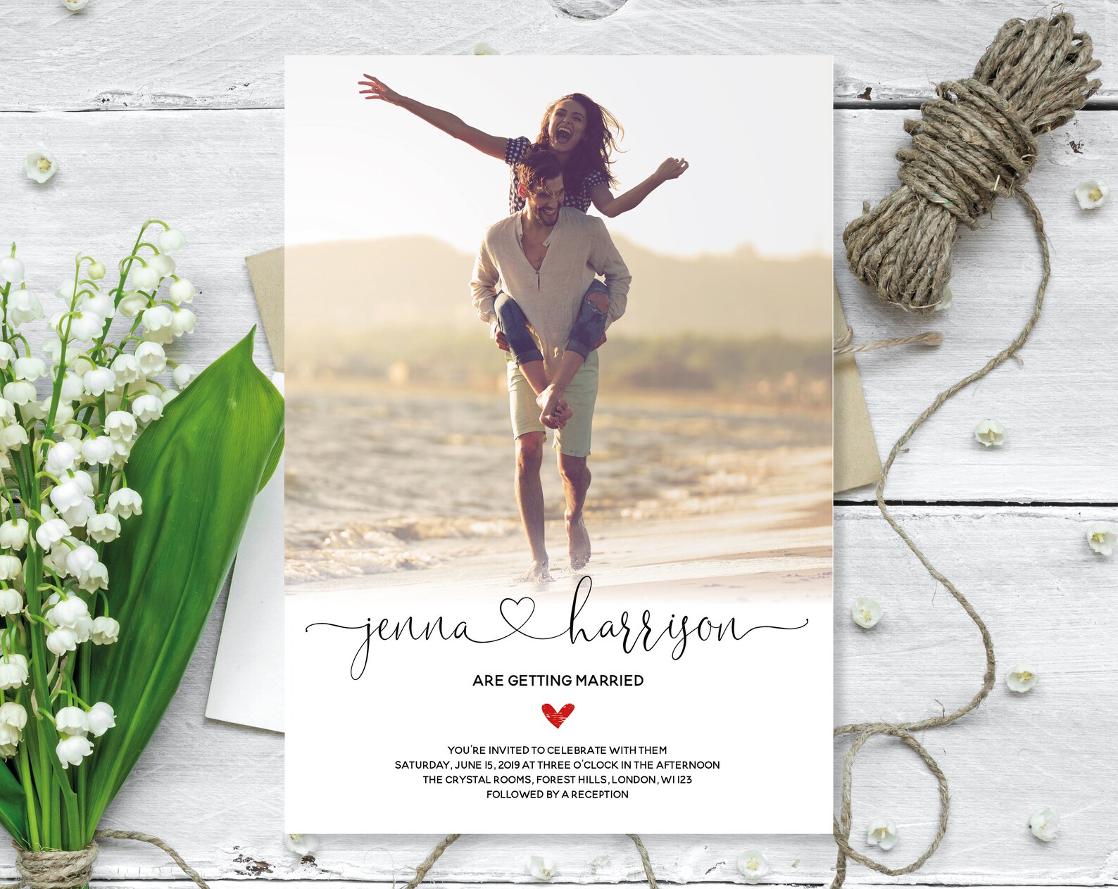 Printed Wedding Invitation Wedding Photo Invite Reception | Etsy UK