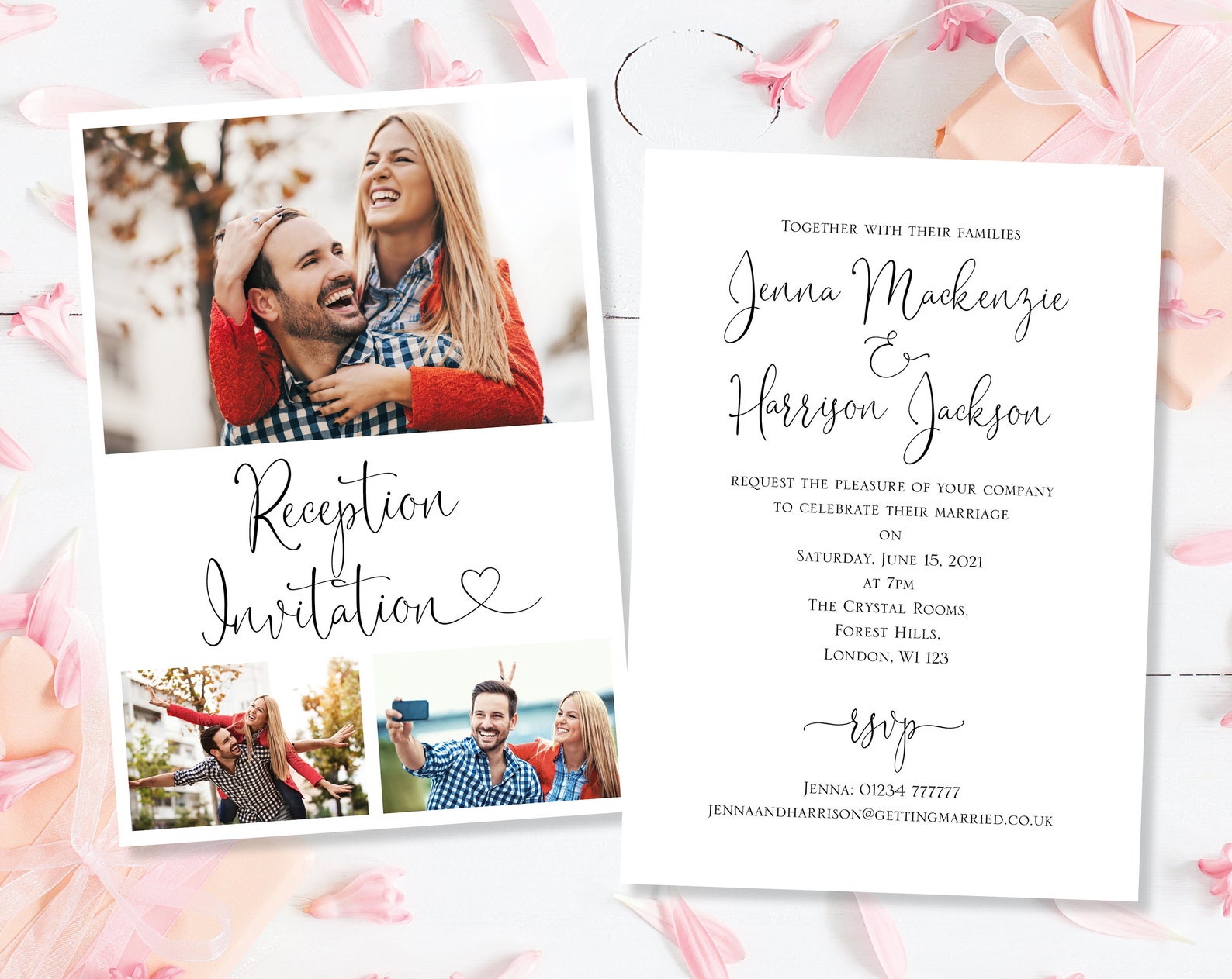 Printed Wedding Invitation Wedding Photo Invite Reception | Etsy UK