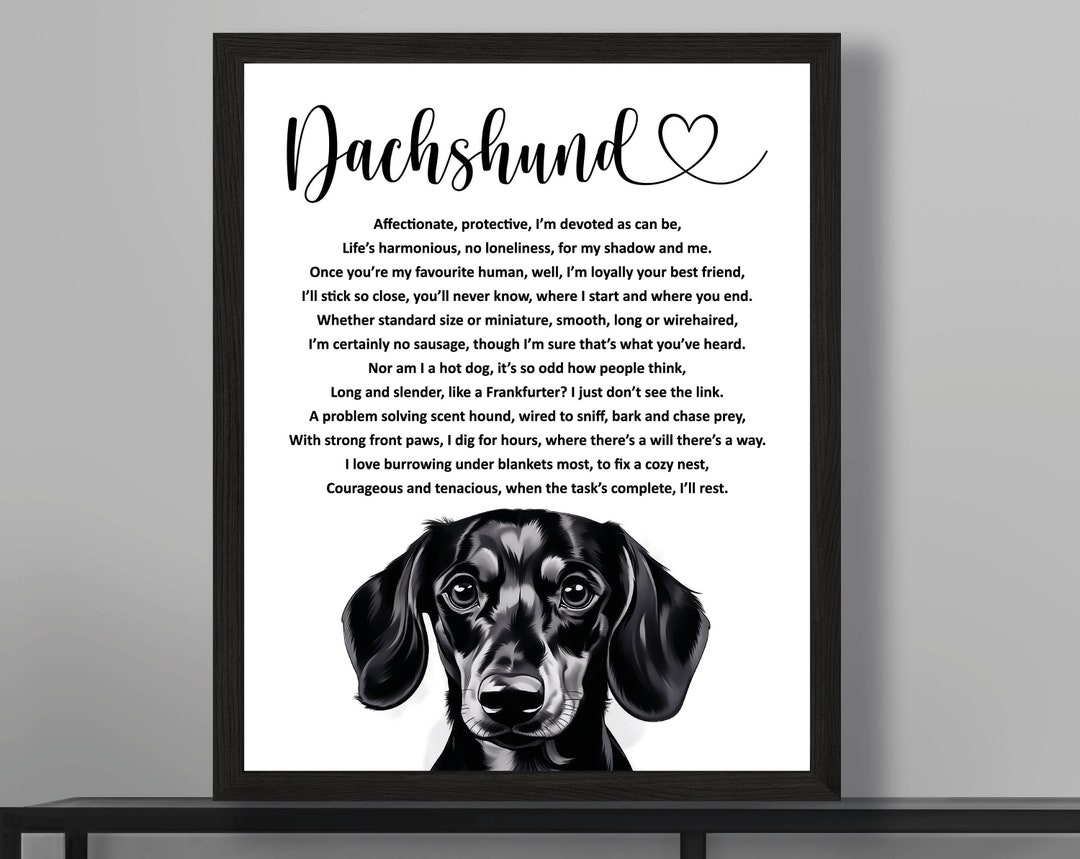 Dachshund Dog Art Poem Print, Funny Cute Dachshund Gift Print for Owner ...