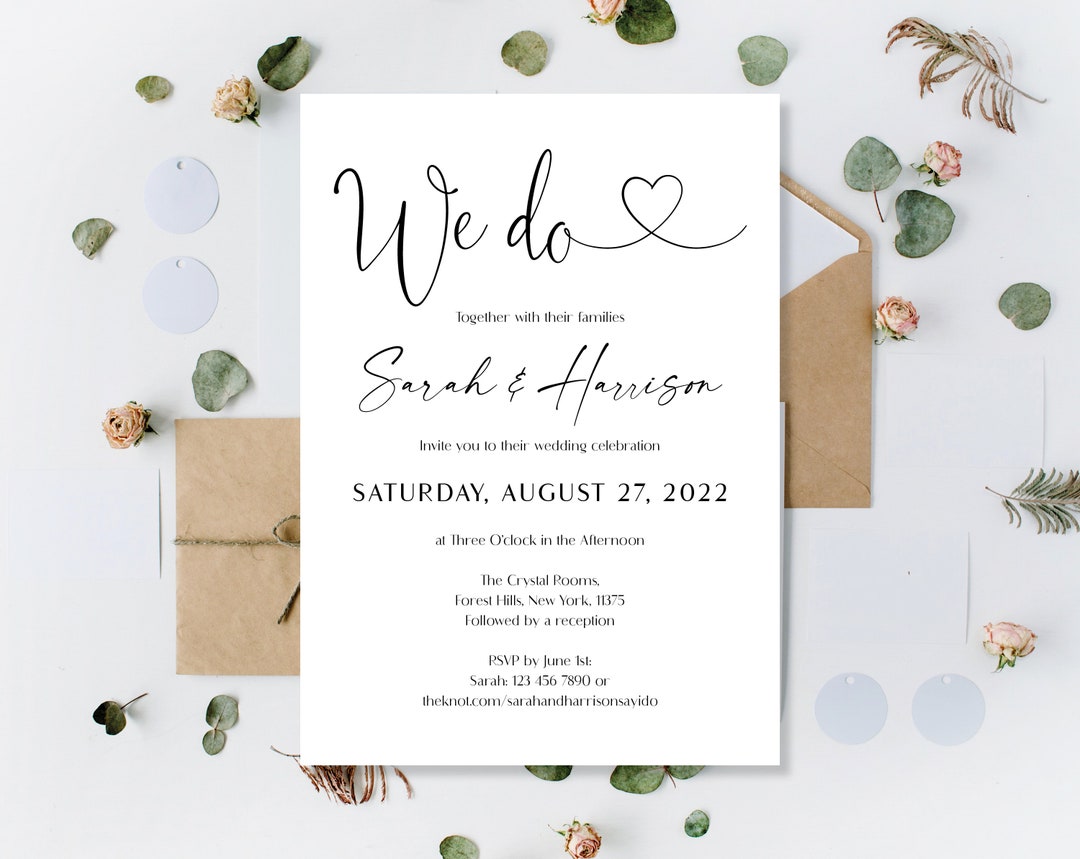 Printed Minimalist We Do Wedding Invites, Simple Invites, Elegant ...