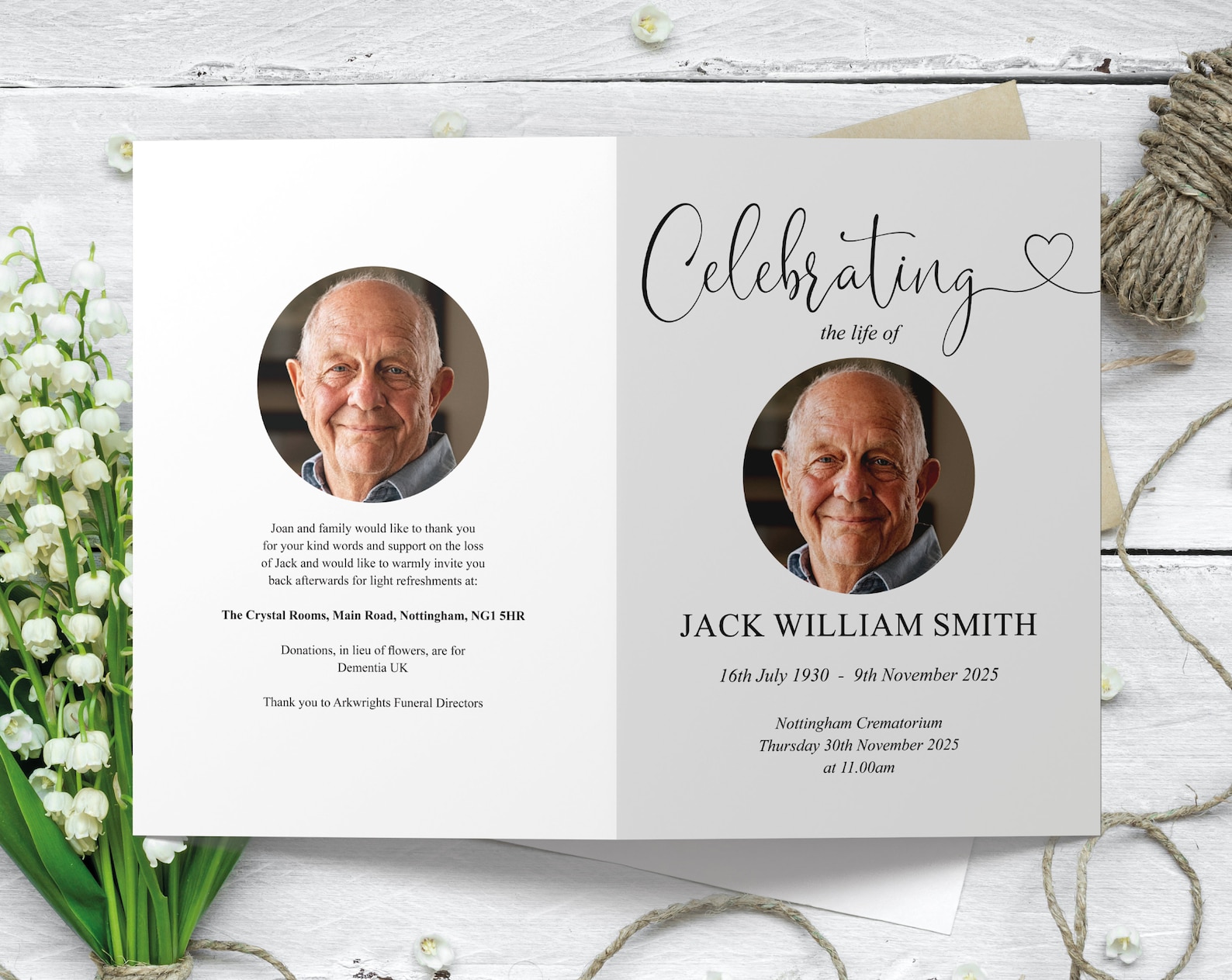 PRINTED Funeral Program Funeral Order of Service Minimalist - Etsy UK