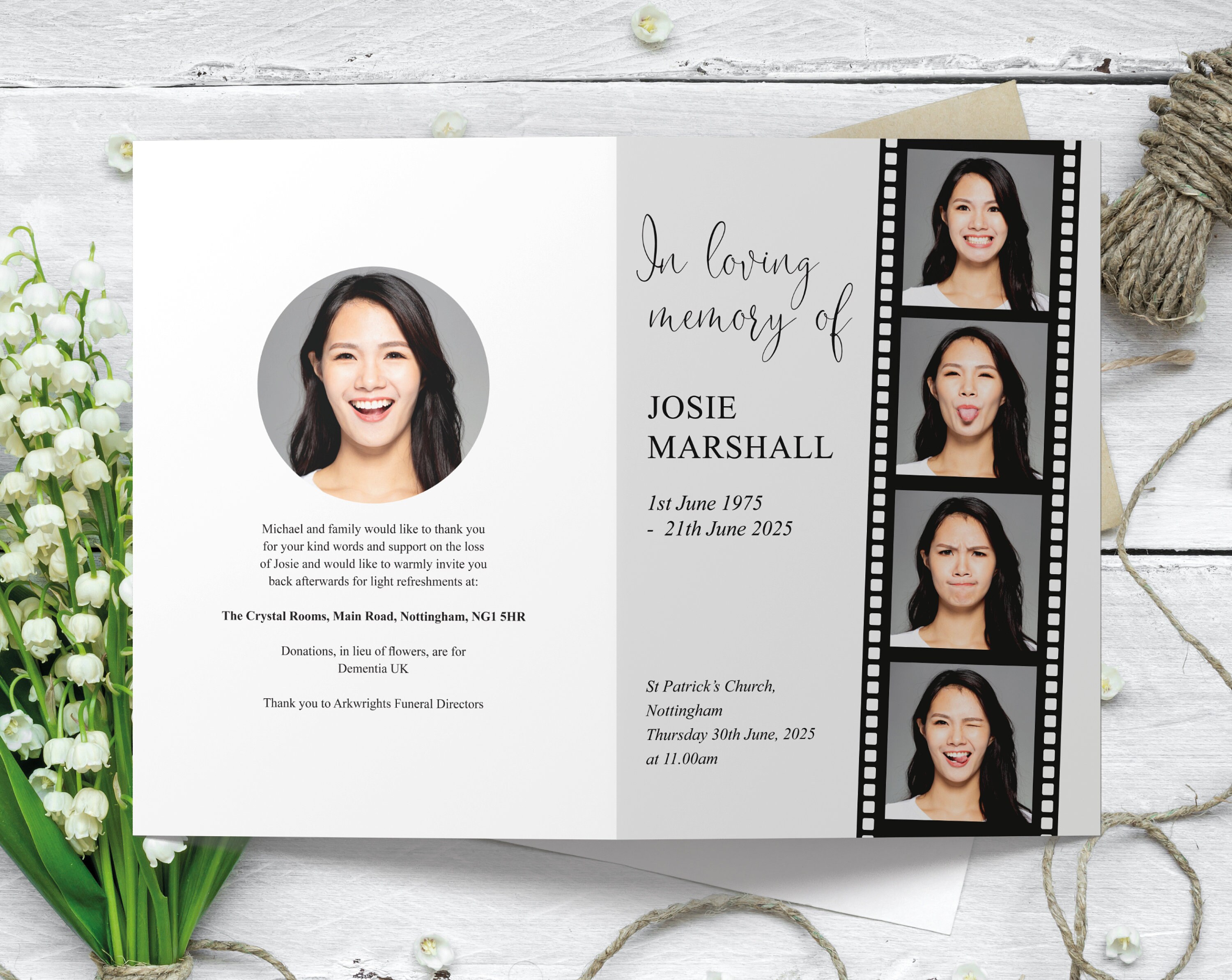 PRINTED Funeral Program Funeral Order of Service Program - Etsy