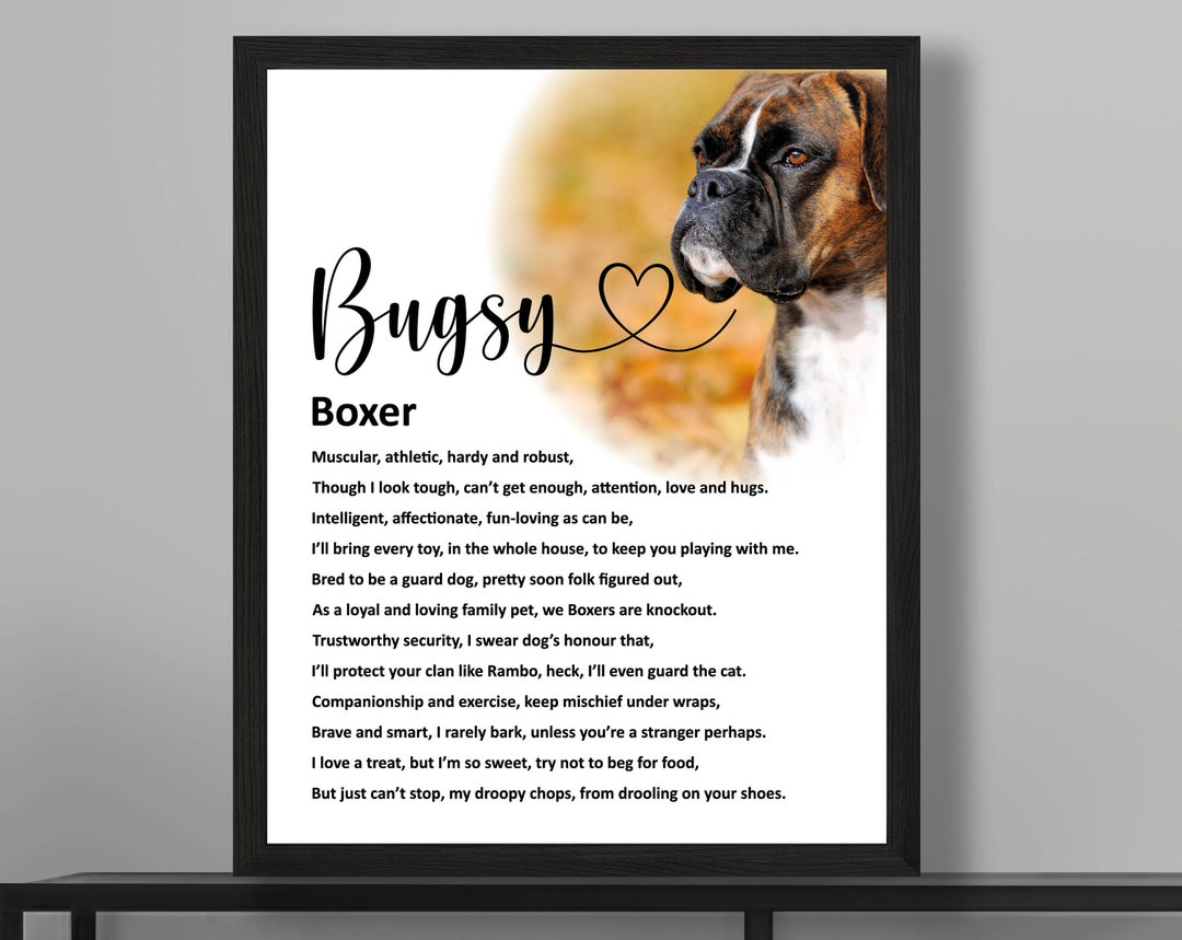 Boxer Dog Lover Digital Poem Print Photograph Photo, Funny Cute Boxer ...