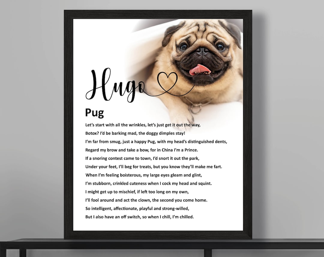 Pug Poem Digital Print Photograph, Funny Print Gift From for Dog, Pug ...
