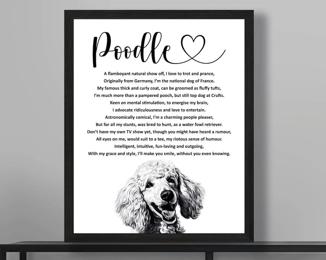 Cute Funny Poodle Dog Poem Illustrated Wall Art Print Christmas ...