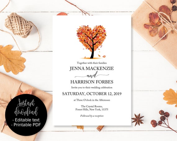 Invitations Trees Autumn