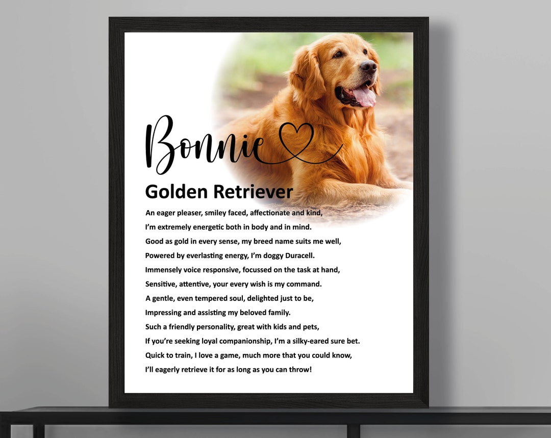 Golden Retriever Digital Poem Print Photograph Photo, Funny Cute Print ...