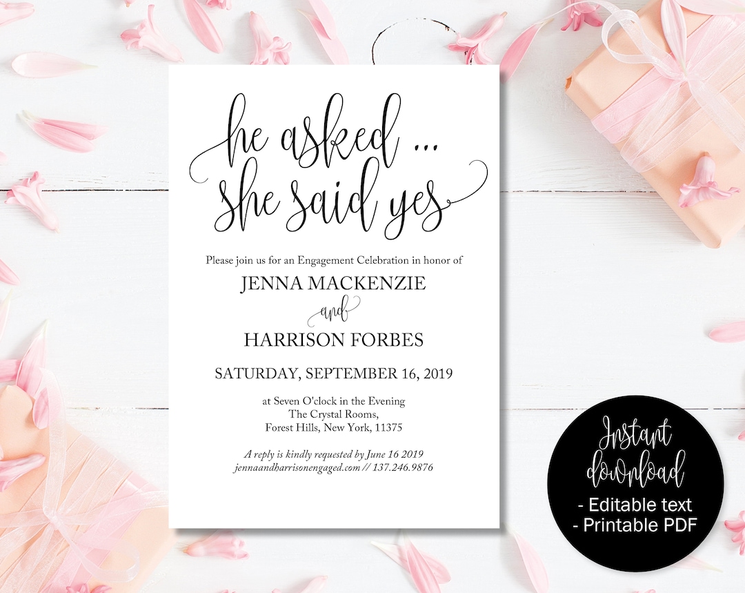 He Asked She Said Yes, Engagement Invites, Engagement Invitations ...