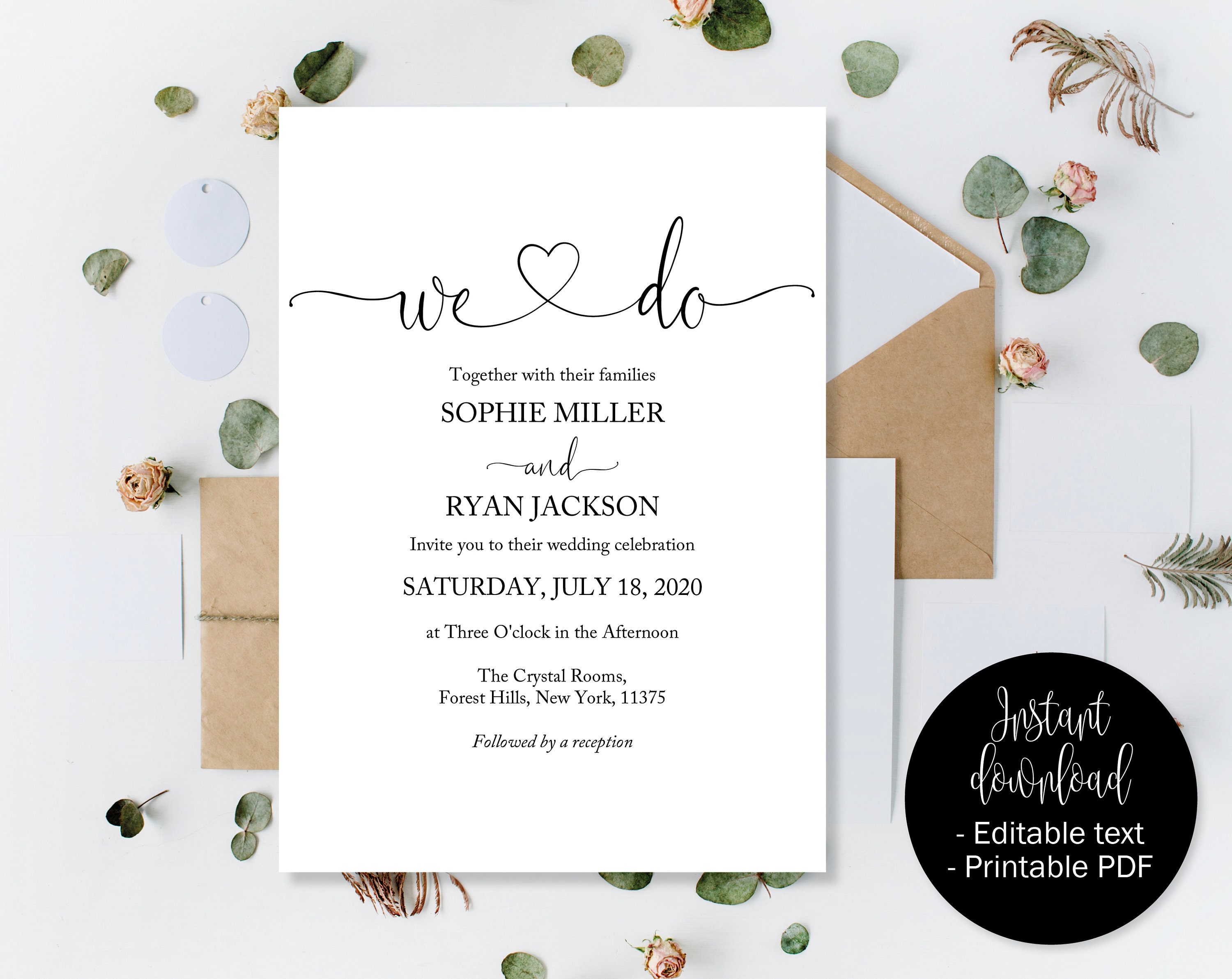 Wedding Invitation Printable We Do Editable Wedding Etsy