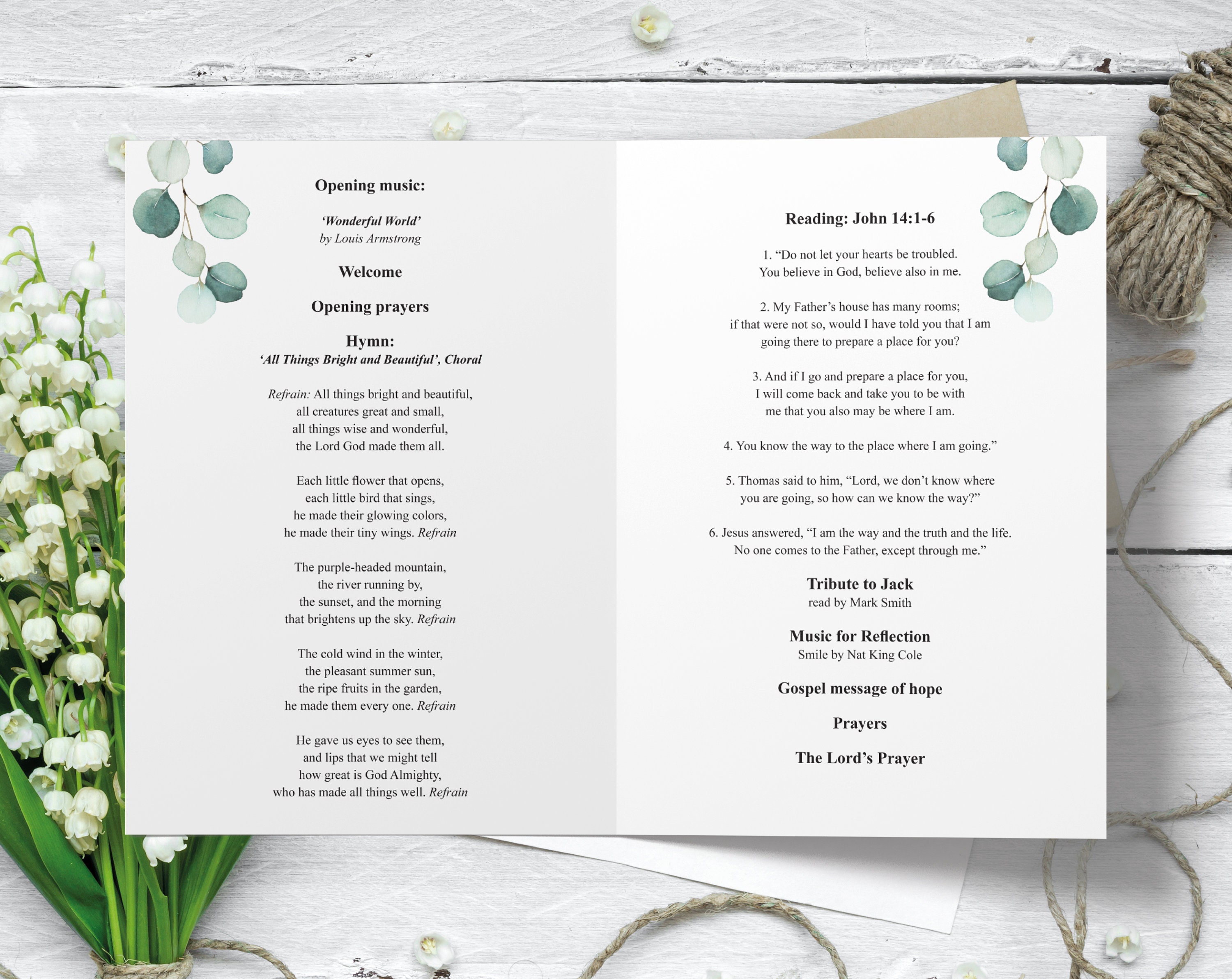 PRINTED Funeral Program Funeral Order of Service Minimalist - Etsy UK