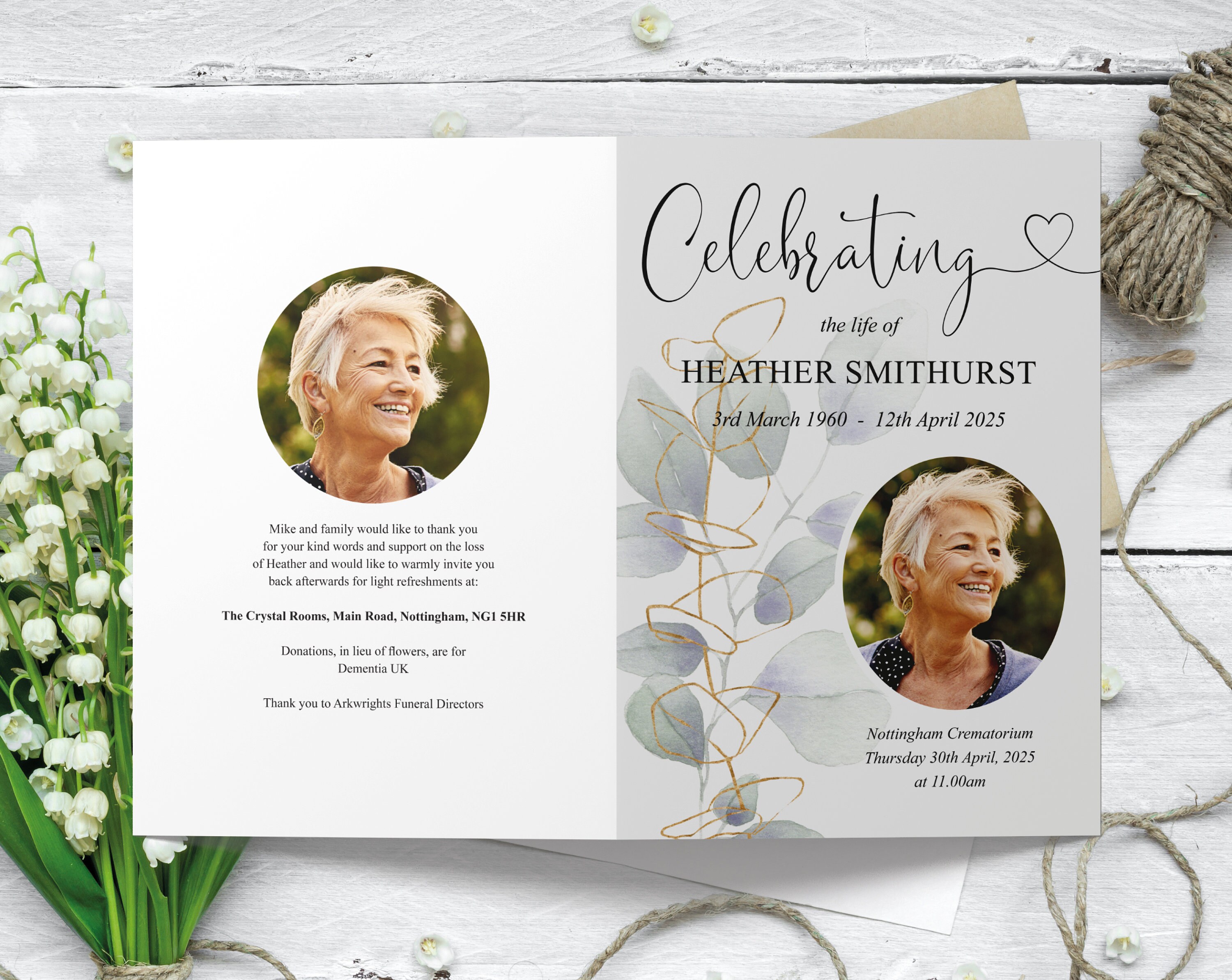 PRINTED Funeral Program Funeral Order of Service Program - Etsy