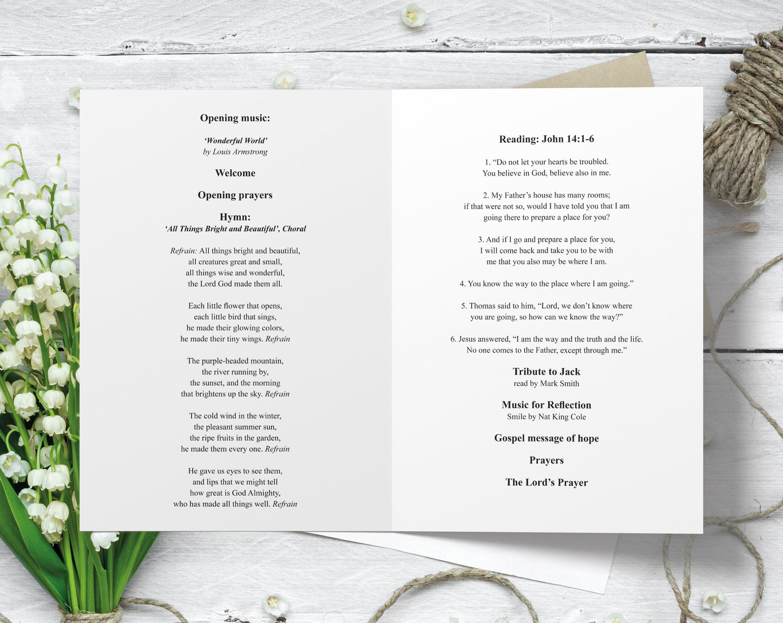PRINTED Funeral Program Funeral Order of Service Minimalist - Etsy UK