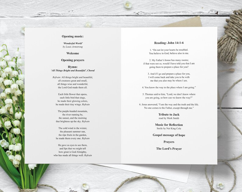 PRINTED Funeral Program Funeral Order of Service Minimalist - Etsy UK