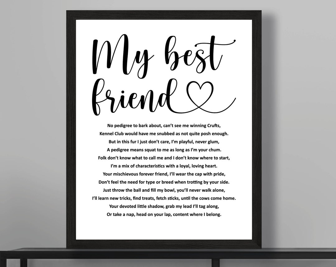 My Best Friend Dog Poem Art Print Funny Cute Best Friend Gift Print ...