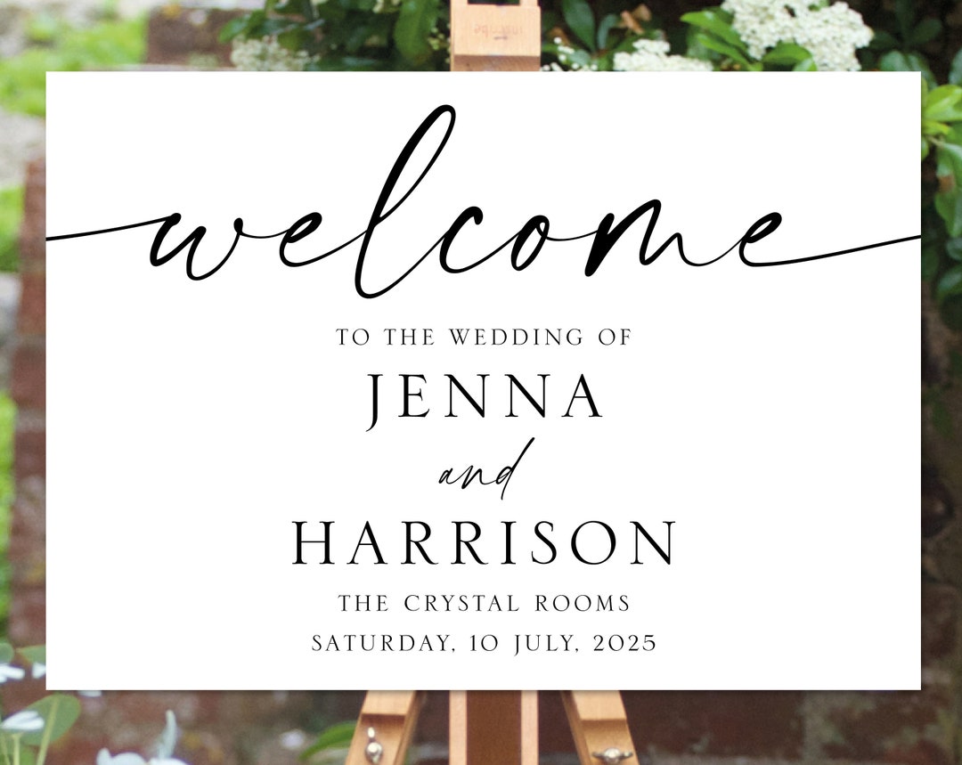 Printed Minimalist Wedding Welcome Foamex Board, Wedding Welcome Sign ...