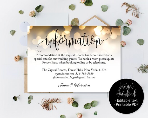 Wedding Invitation Guest Information Template