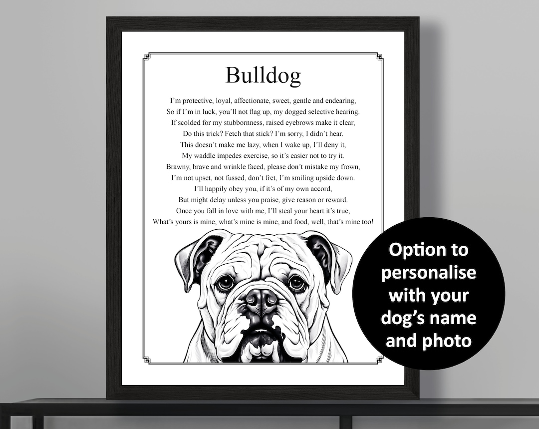 BRITISH BULLDOG Lover Gift Poem Christmas Dog Bulldog Owner - Etsy