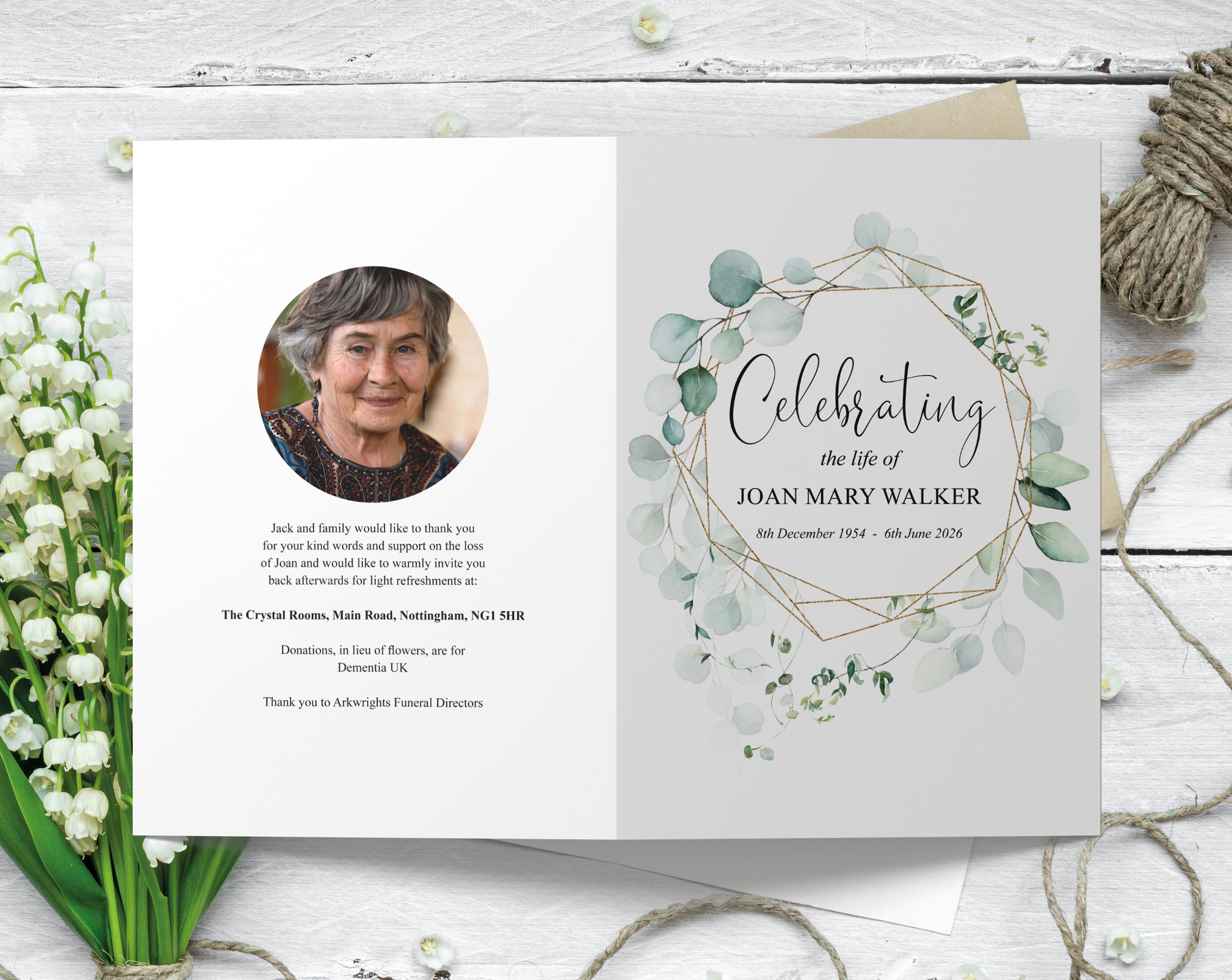 PRINTED Funeral Program, Funeral Order of Service, Celebration of Life ...