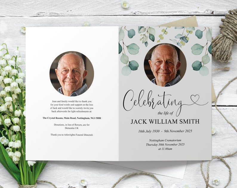 PRINTED Funeral Program, Funeral Order of Service, Celebration of Life ...